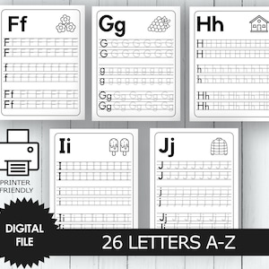 Alphabet Letter Tracing A-Z, Uppercase and Lowercase, Kindergarten and ...