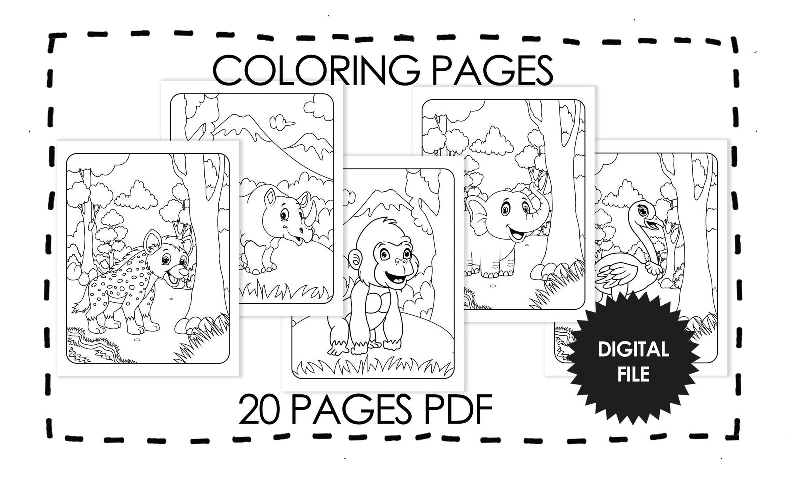 Wild Animals Coloring Pages, 20 Printable Coloring Pages for Kids ...