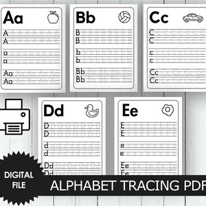 Alphabet Letter Tracing A-Z, Uppercase and Lowercase, Kindergarten and ...