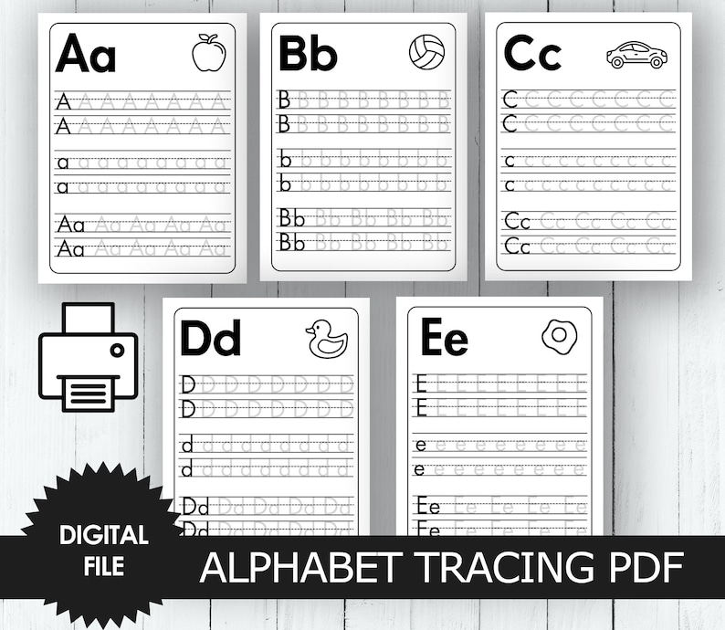Alphabet Letter Tracing A Z Uppercase And Lowercase Kindergarten And