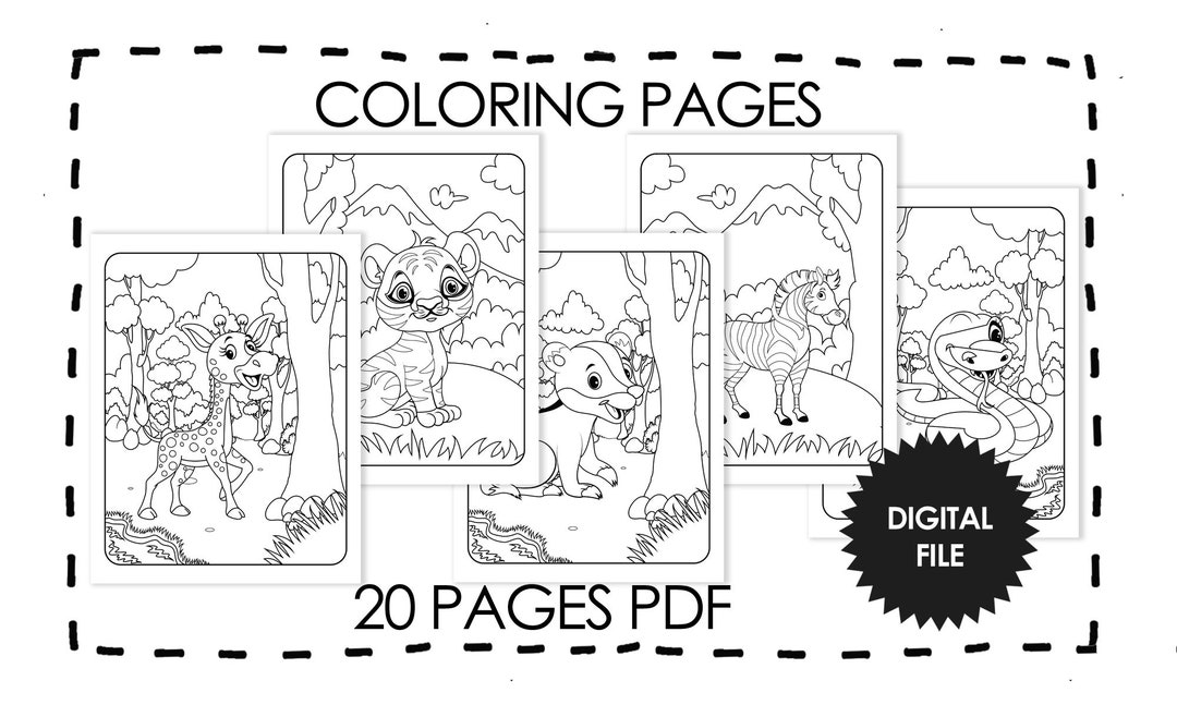 Wild Animals Coloring Pages, 20 Printable Coloring Pages for Kids ...