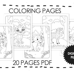 Wild Animals Coloring Pages, 20 Printable Coloring Pages for Kids ...