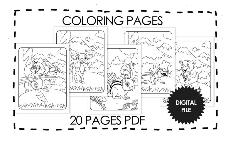 Wild Animals Coloring Pages, 20 Printable Coloring Pages for Kids ...