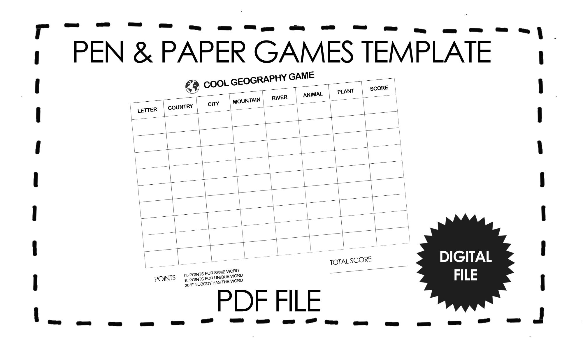Pen and Paper Games, Cool Geography Game, Kids Printables, for Kids and ...
