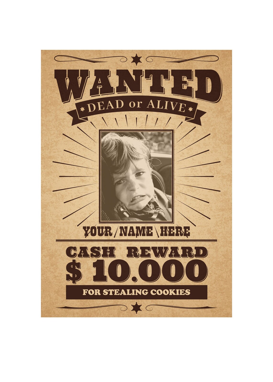 Personalized Wanted Poster, Ready in 1-2 Days, Custom Photo, Name and ...