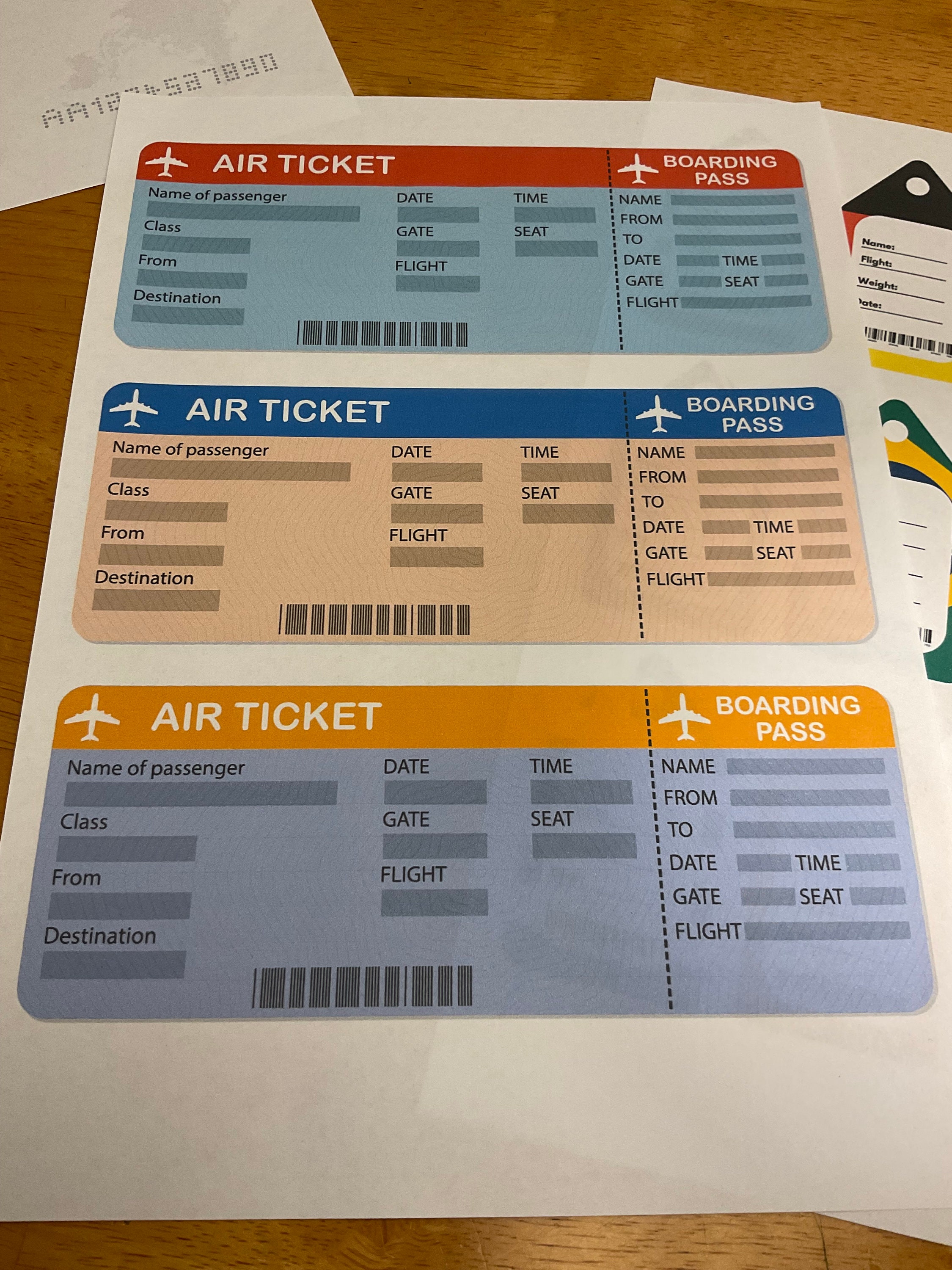 Kids Pretend Play Travel Set, Passport, Boarding Pass, Digital Download ...
