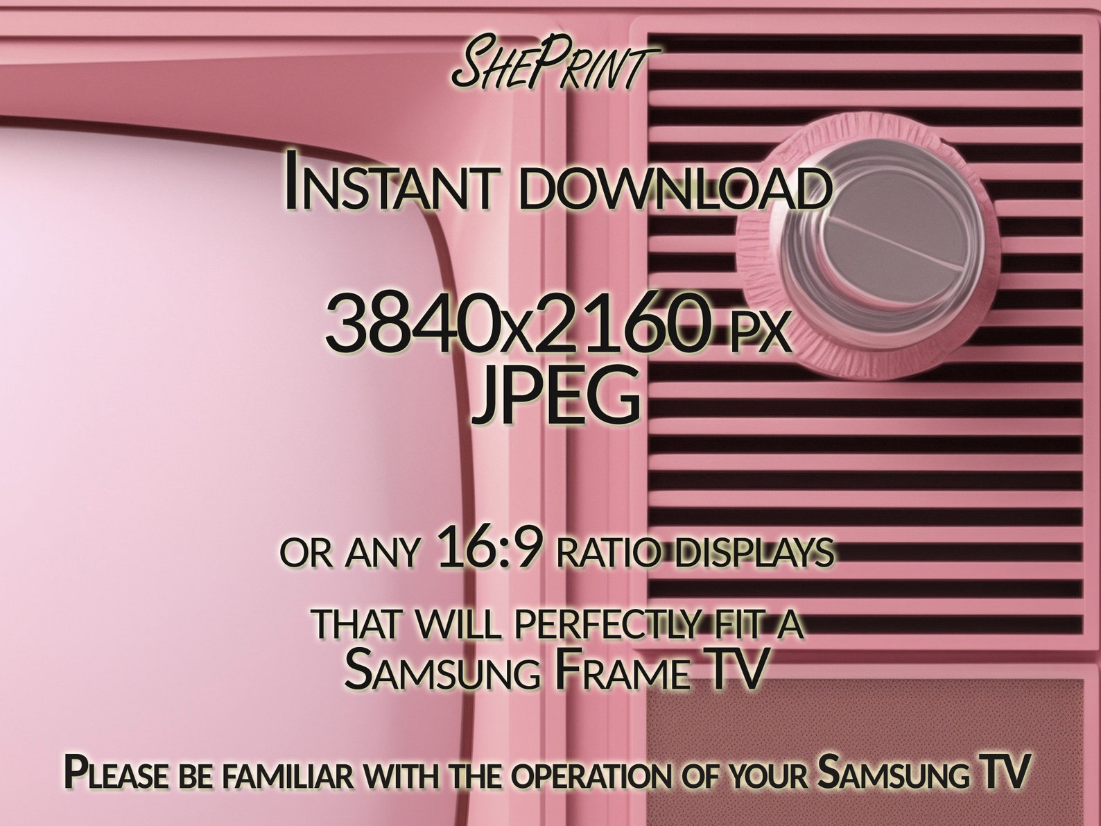 Samsung Frame TV Art Pink Retro TV | Blank Pink Tv Screen | Digital TV ...