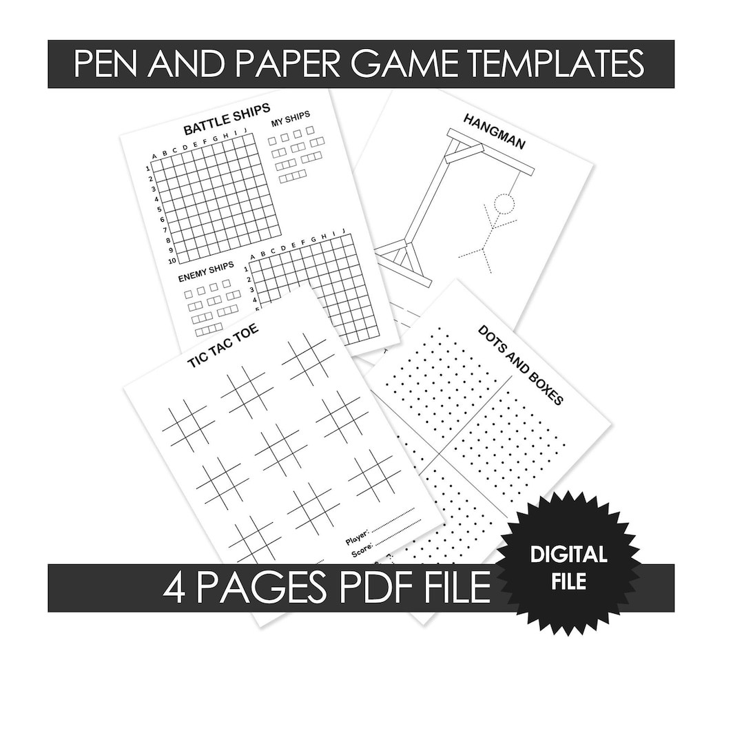 Printable Pen and Paper Games, Travel or Party Games, Battle Ships ...
