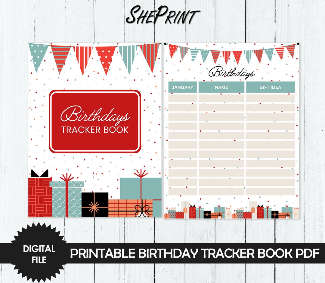 Printable Birthday Tracker Book for Kids and Adults, January - December ...
