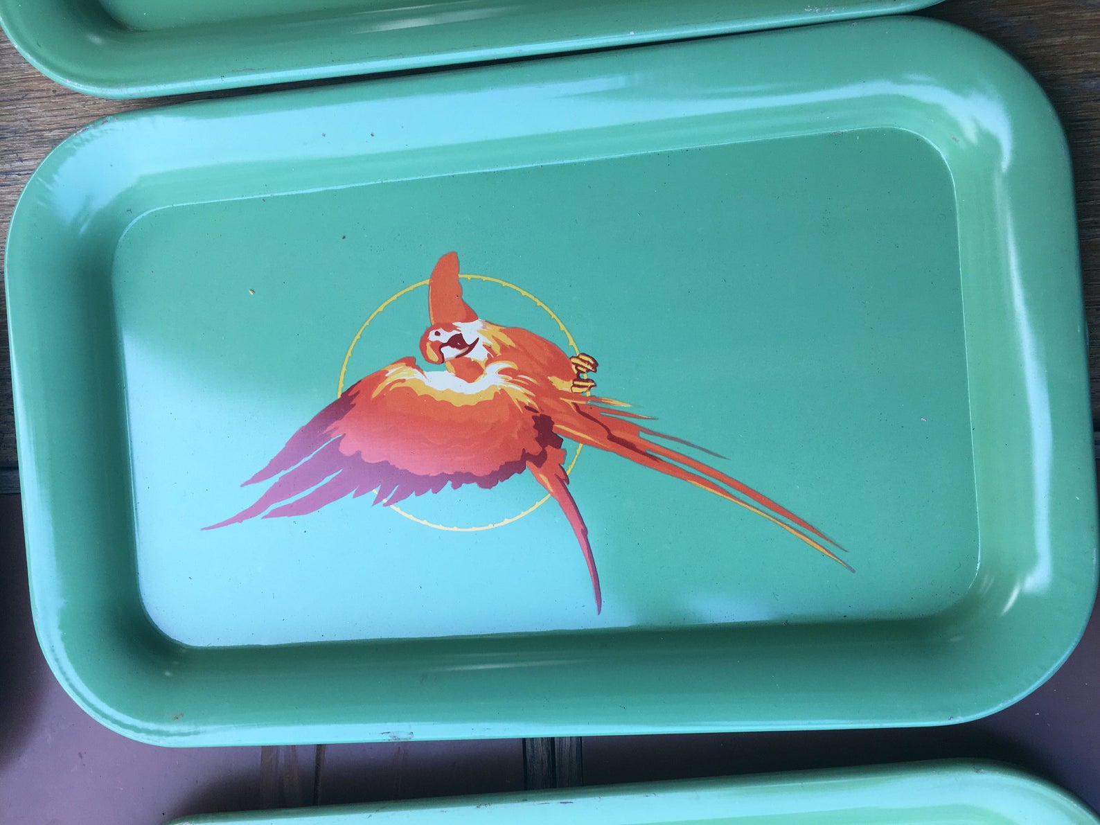 Vintage Metal Tray With Parrot Design Metal Trays Bridal Shower Gifts ...