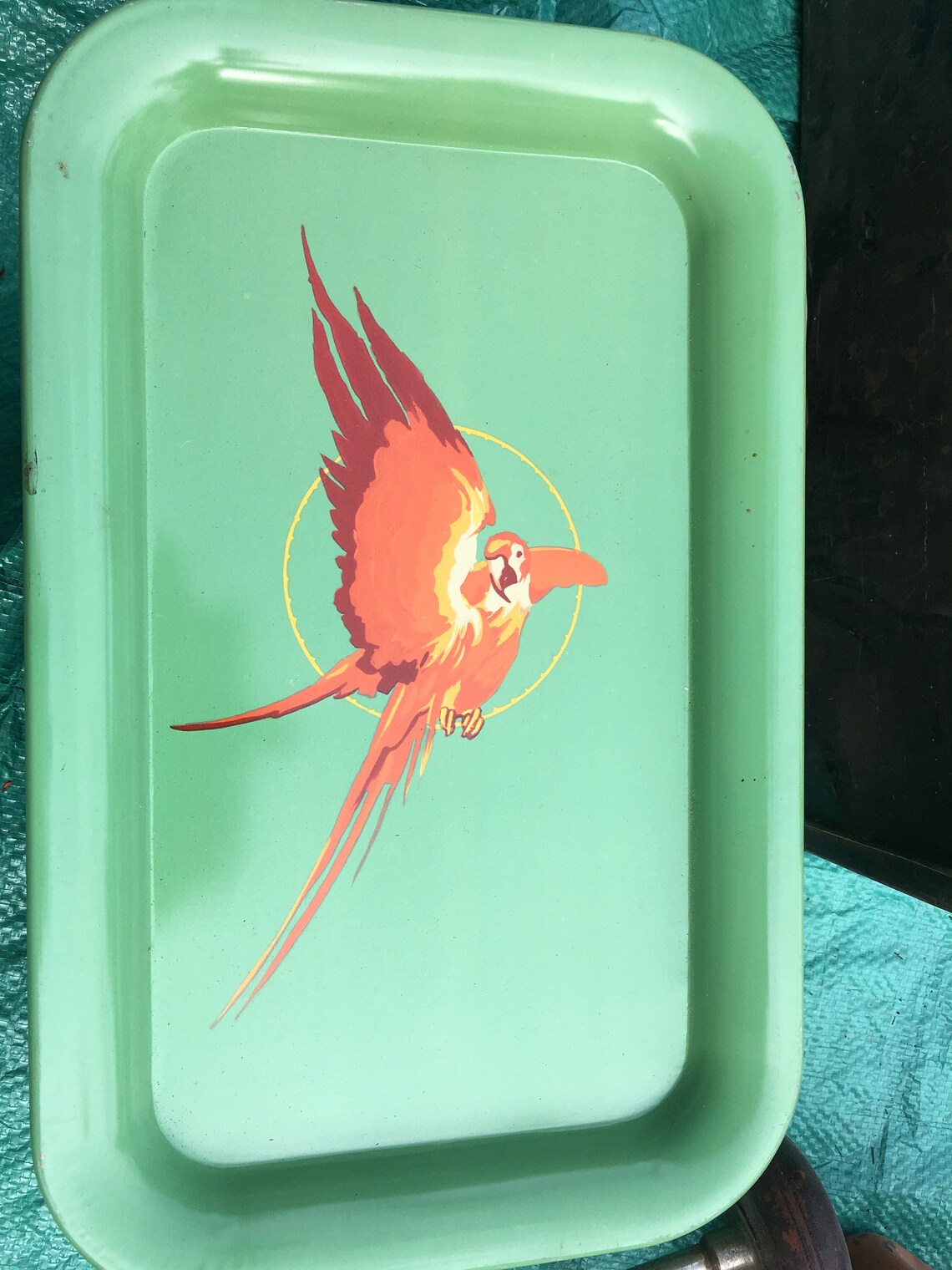 Vintage Metal Tray With Parrot Design Metal Trays Bridal - Etsy