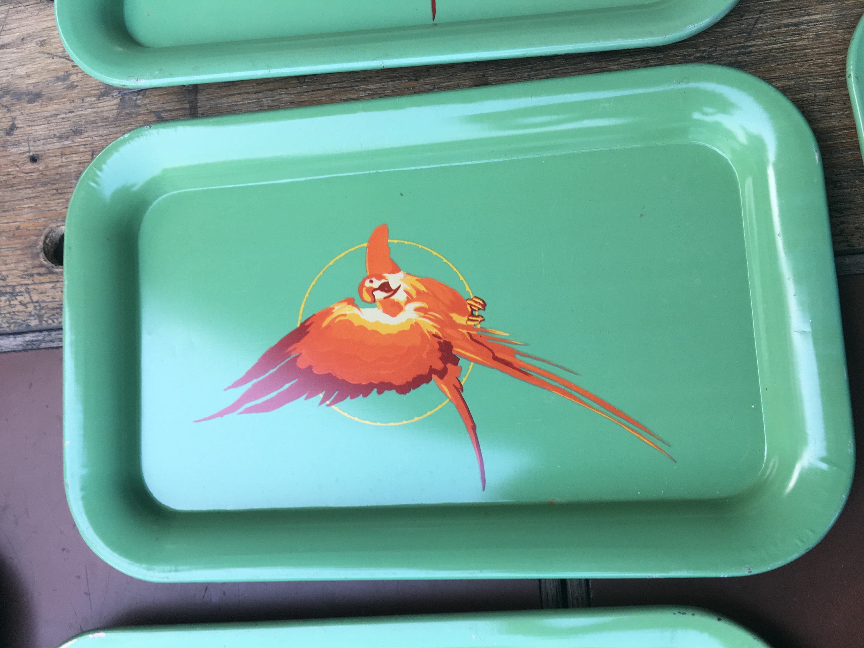 Vintage Metal Tray With Parrot Design Metal Trays Bridal Shower Gifts ...