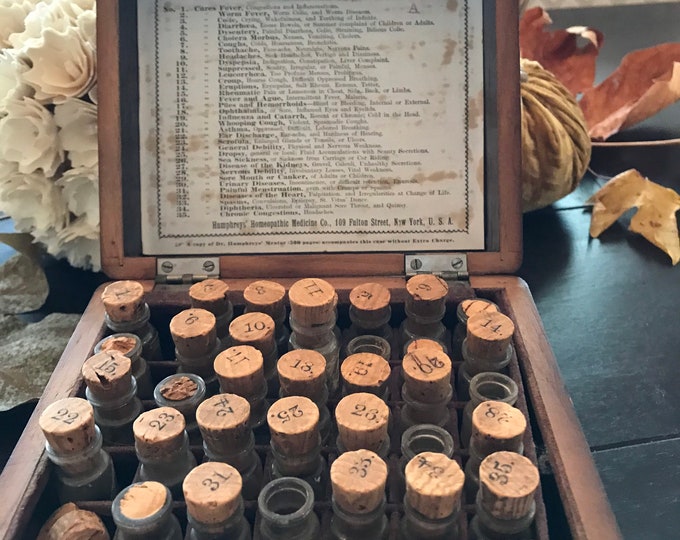 Humphreys Homeopathic Medicine Box / Wooden Apothecary Box / Antique ...