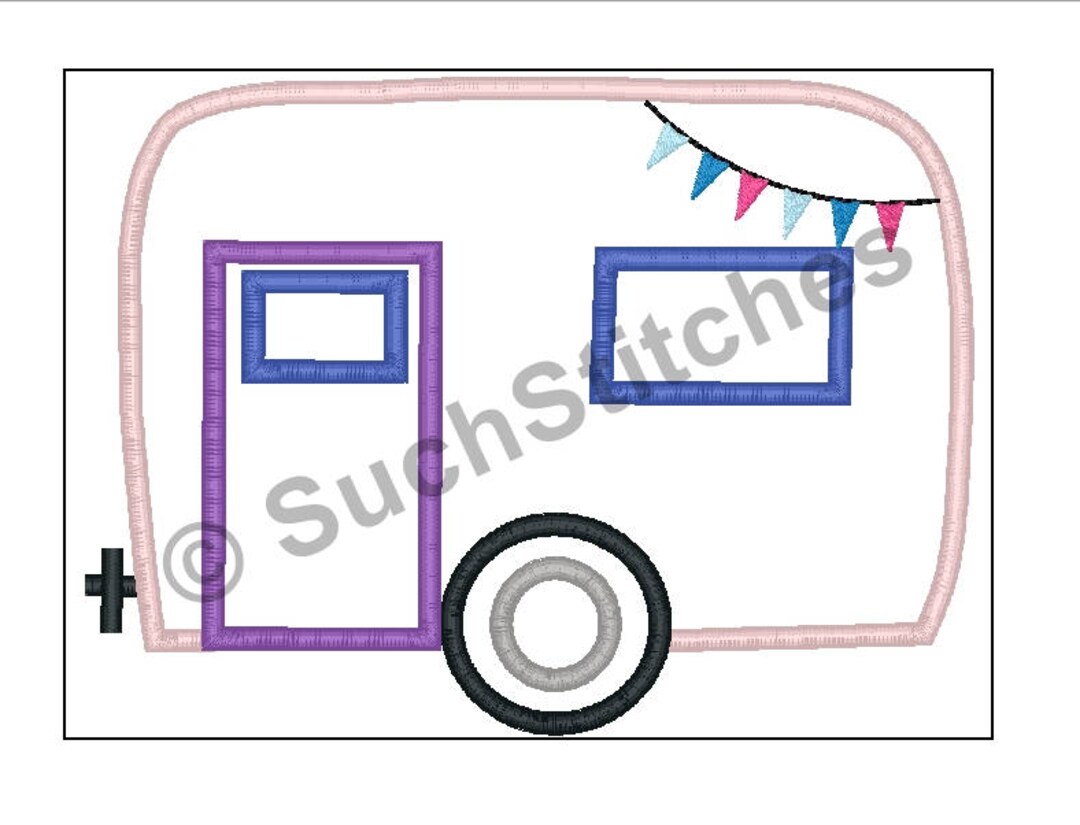Applique Camper Digital Embroidery Design - Etsy