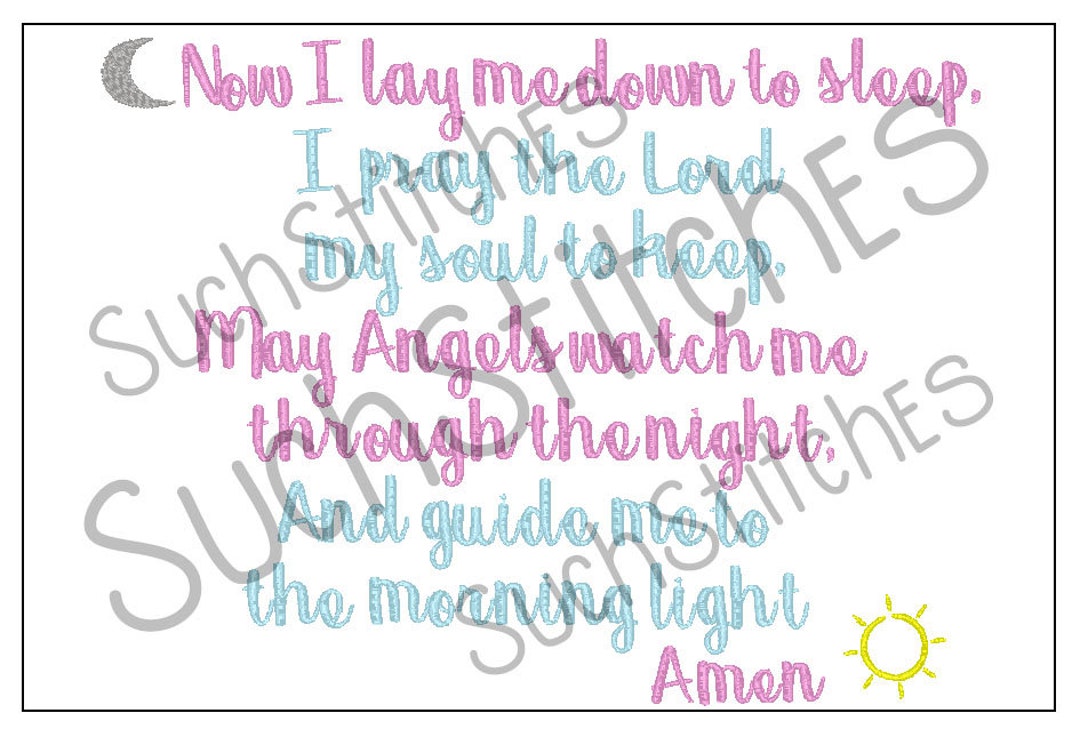 Bedtime Prayer Embroidery Design - Etsy