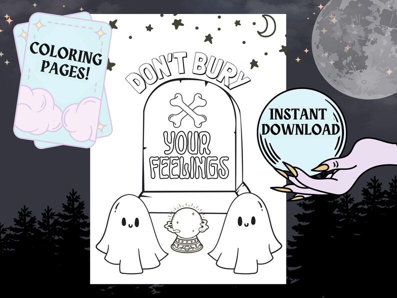 Spooky Mental Health Coloring Pages PDF - Etsy