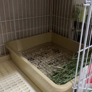 Scatterless Litter Box With Grids Wood Hay Feeder Food Stand 3 in 1 for ...