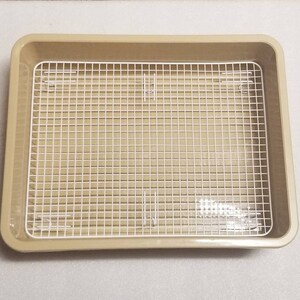 Scatterless Litter Box With Grids Wood Hay Feeder Food Stand 3 in 1 for ...