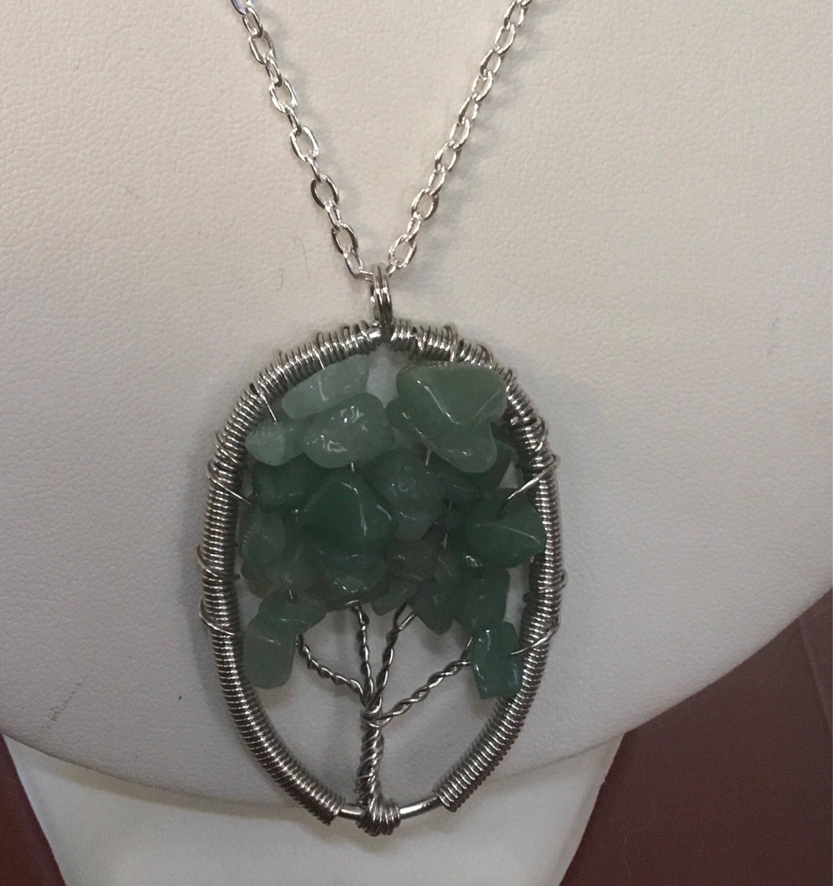 Light Green Jade tree of Life Pendant Necklace - Etsy