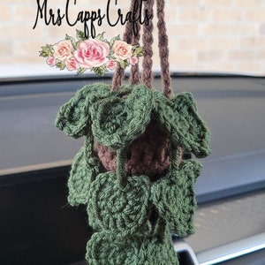 Crochet Potted Plant Mirror Hanger - Crochet String of Hearts - Crochet ...