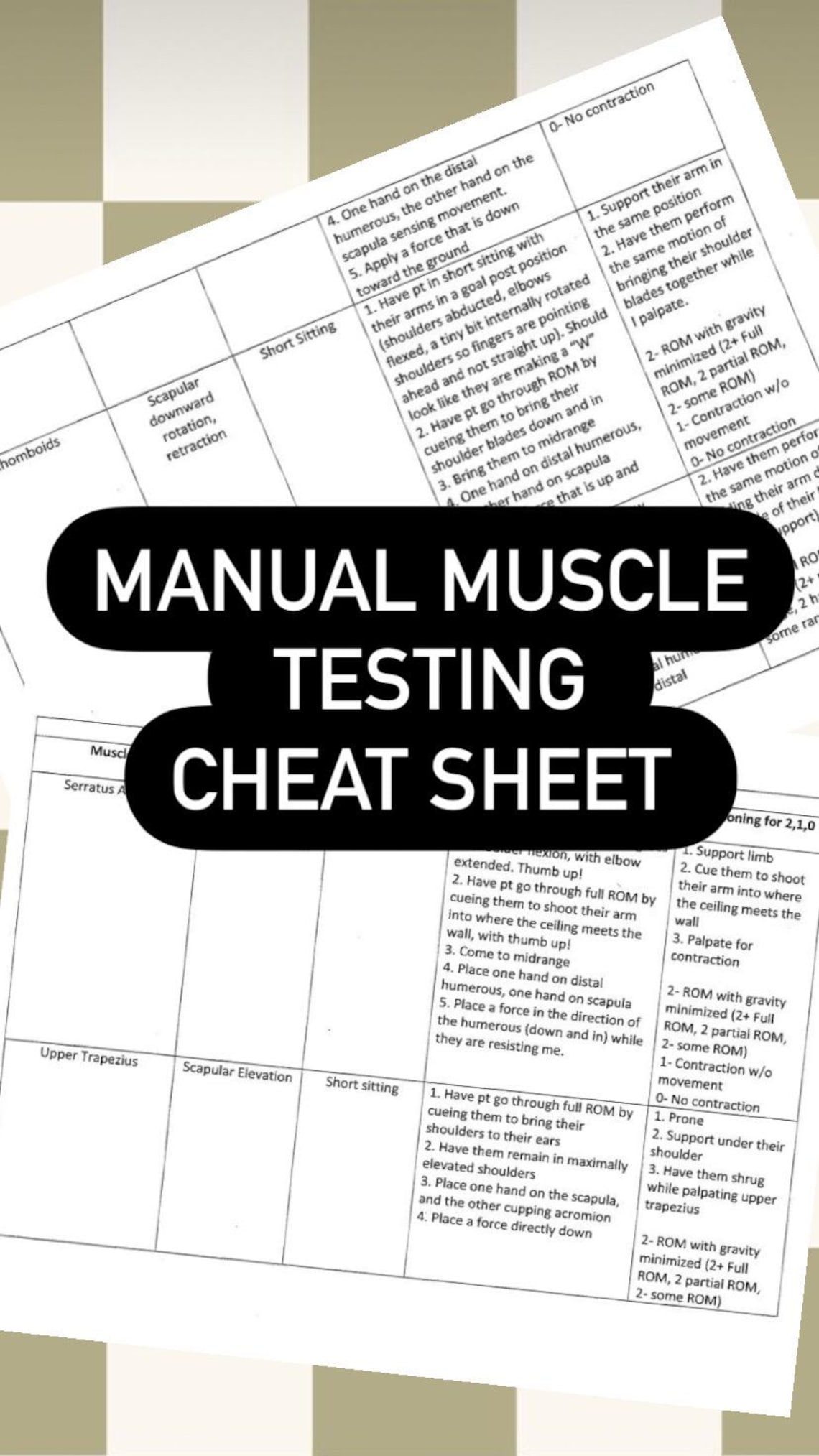 Manual Muscle Testing Cheat Sheet - Etsy