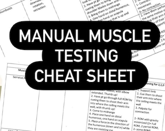 Manual Muscle Testing and Goniometry Cheat Sheet - Etsy