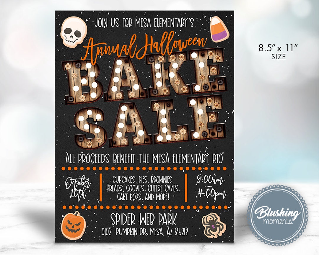 EDITABLE Halloween Bake Sale Flyer, Halloween Festival, Halloween ...