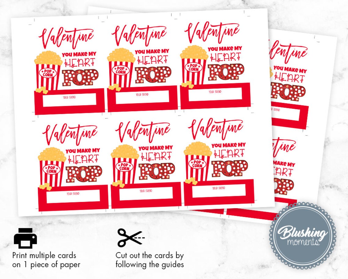 Editable Popcorn Valentine's Day Gift Tag Printable - Etsy