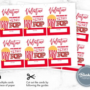 Editable Popcorn Valentine's Day Gift Tag, Printable Valentine, POPCORN ...
