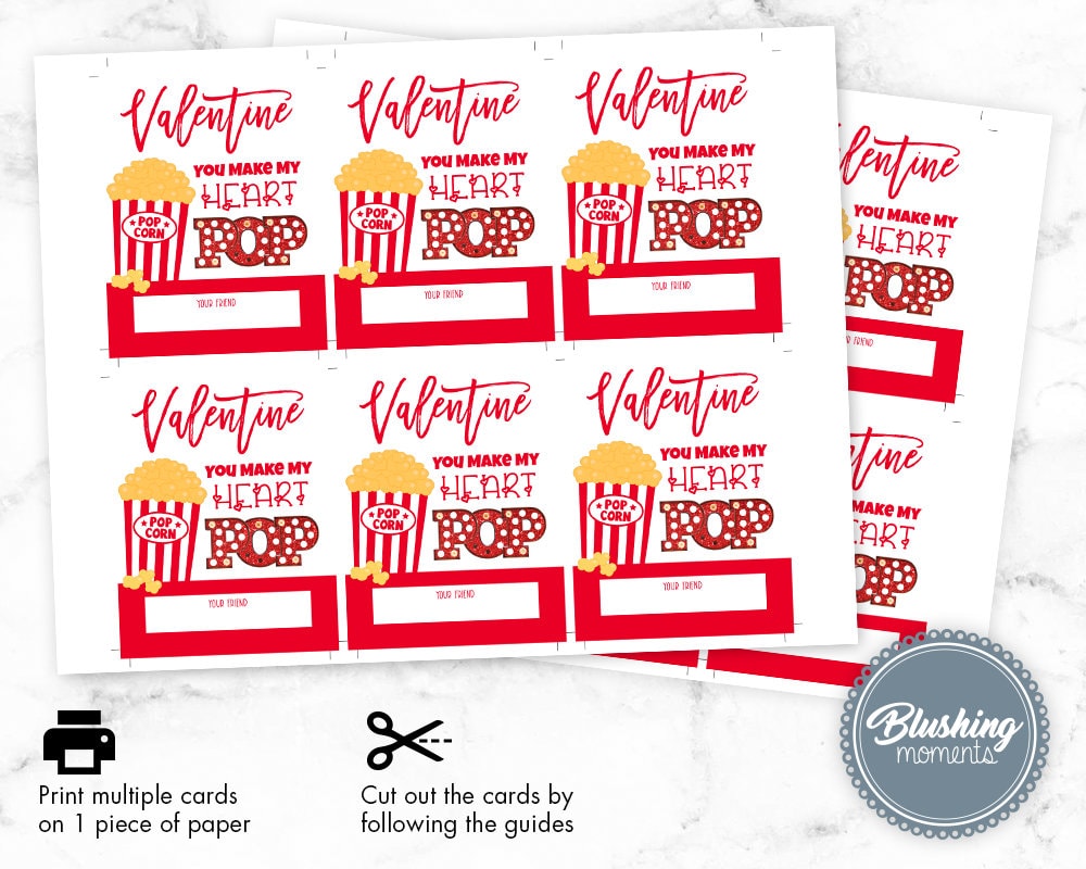 Editable Popcorn Valentine's Day Gift Tag Printable - Etsy
