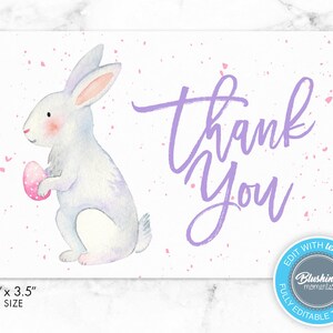 Easter Thank You Card, Printable Thank You Card, Easter Bunny Thank You ...