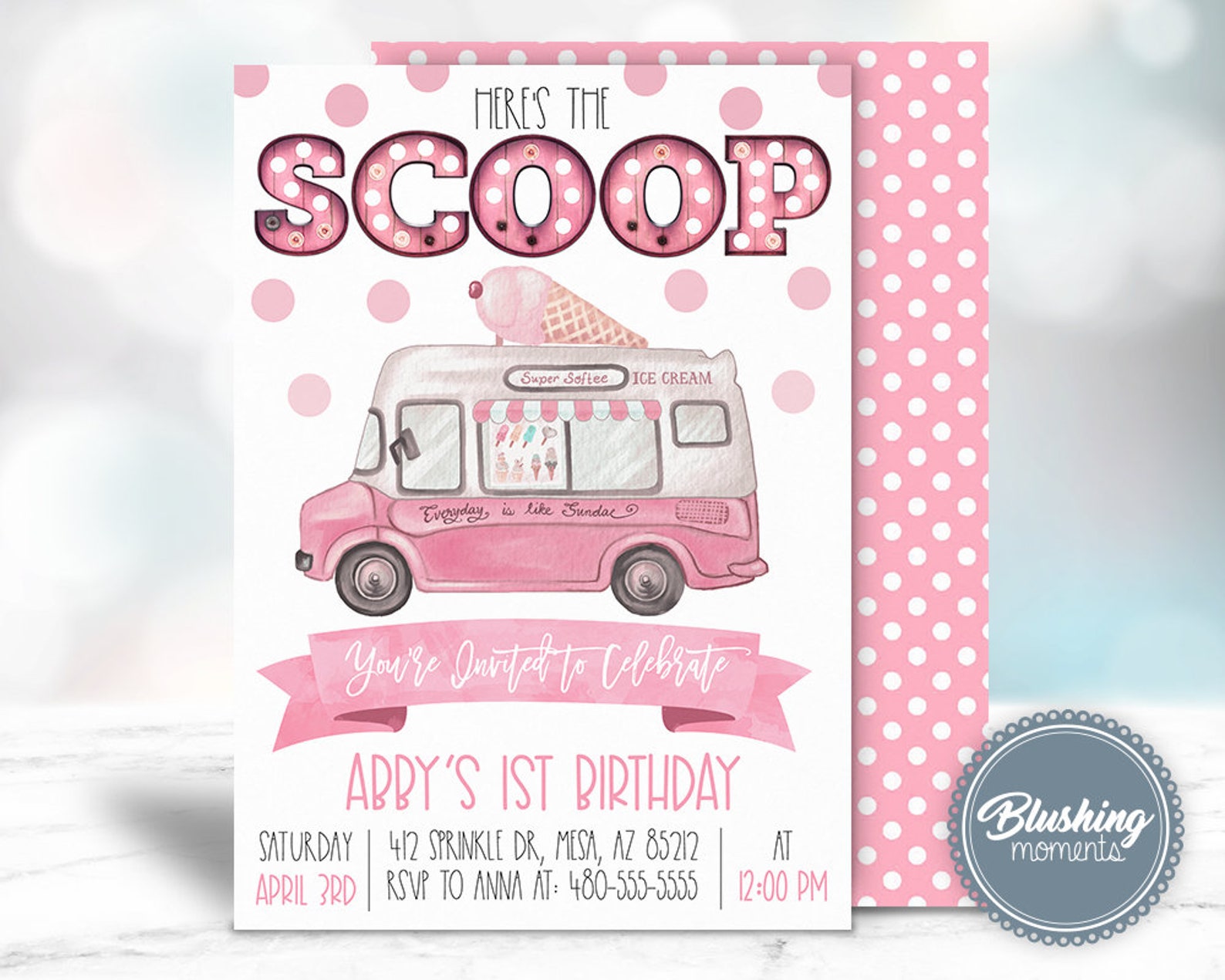ICE CREAM INVITE - Ice Cream Party Template - Digital Invitations - Ice ...