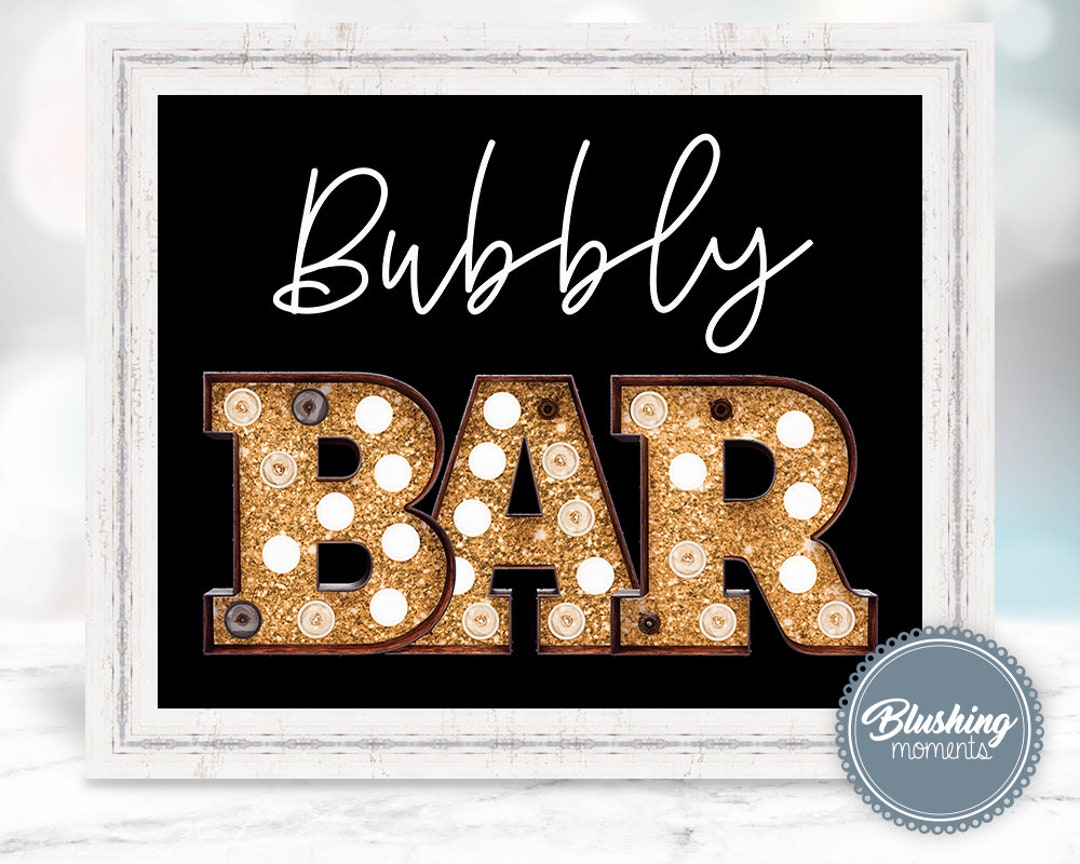 Printable Bubbly Bar Sign, New Years Party Decorations, Mimosa or ...
