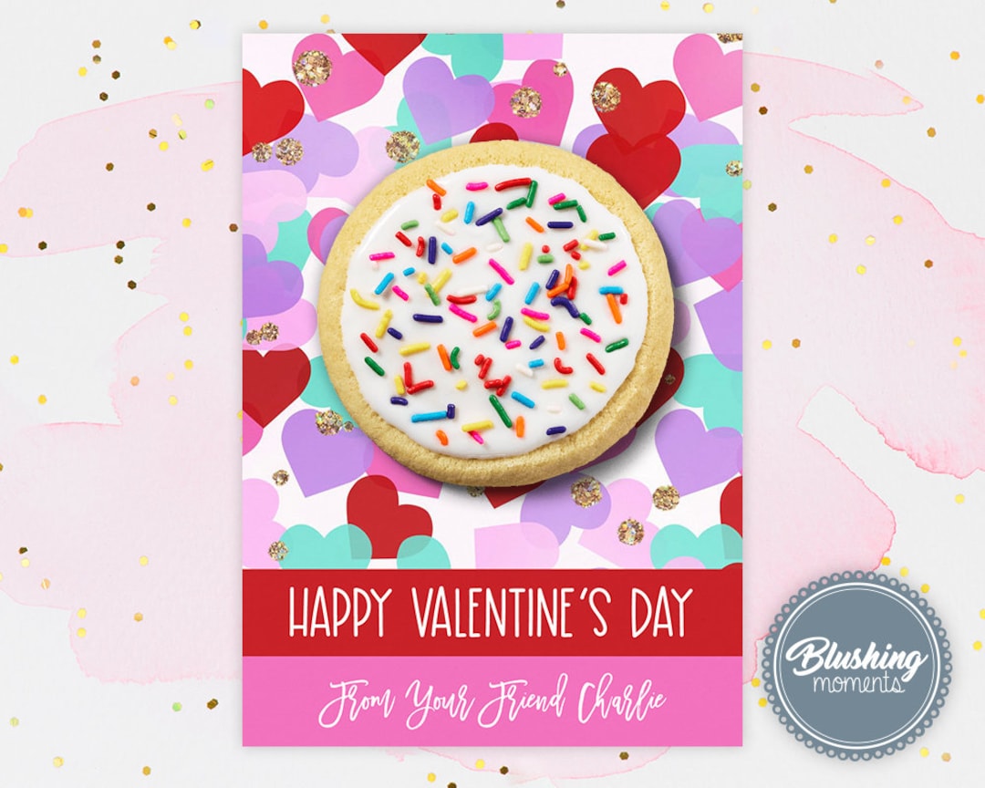 Cookie Card Printable Valentine Template Diy-editable Mini Cookie Cards ...