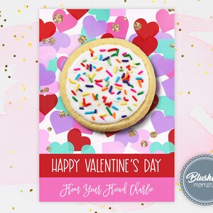Cookie Card Printable Valentine Template Diy-editable Mini Cookie Cards ...