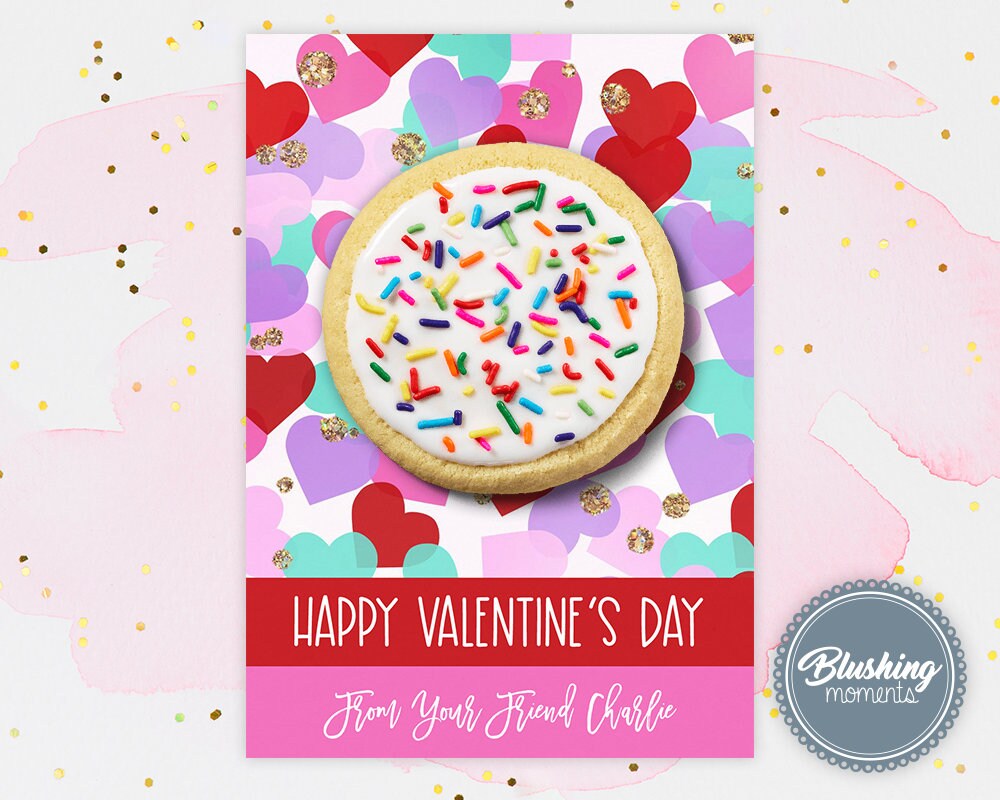 Cookie Card Printable Valentine Template Diy-editable Mini - Etsy