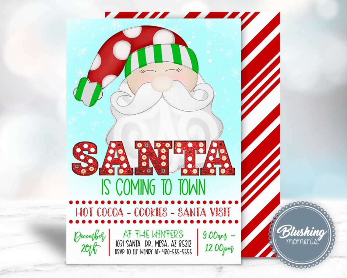 SANTA PARTY TEMPLATE - Santa Invitation - Printable Invitation ...