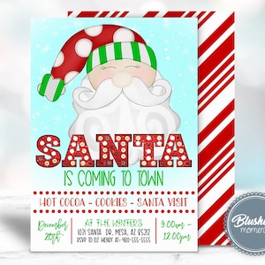 SANTA PARTY TEMPLATE - Santa Invitation - Printable Invitation ...