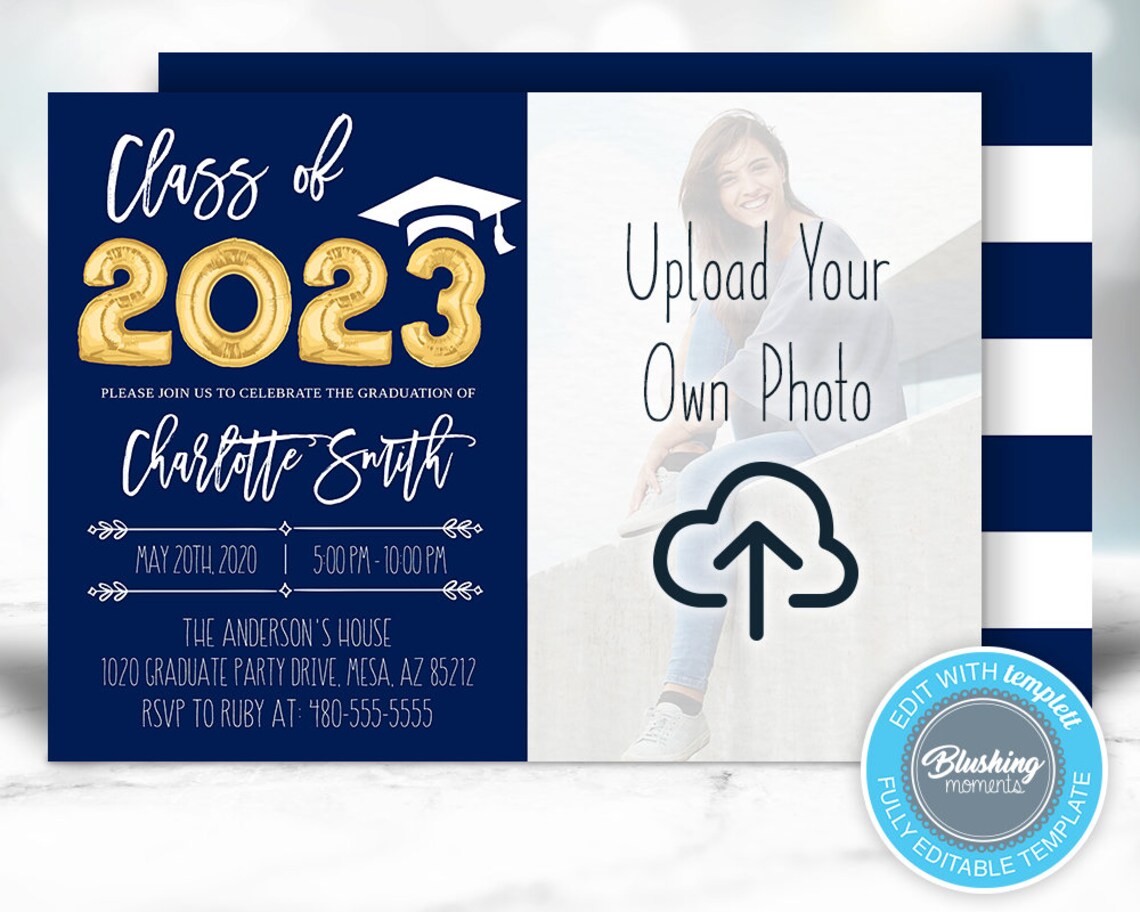 EDITABLE Graduation Announcement Photo Card Class of 2023 - Etsy