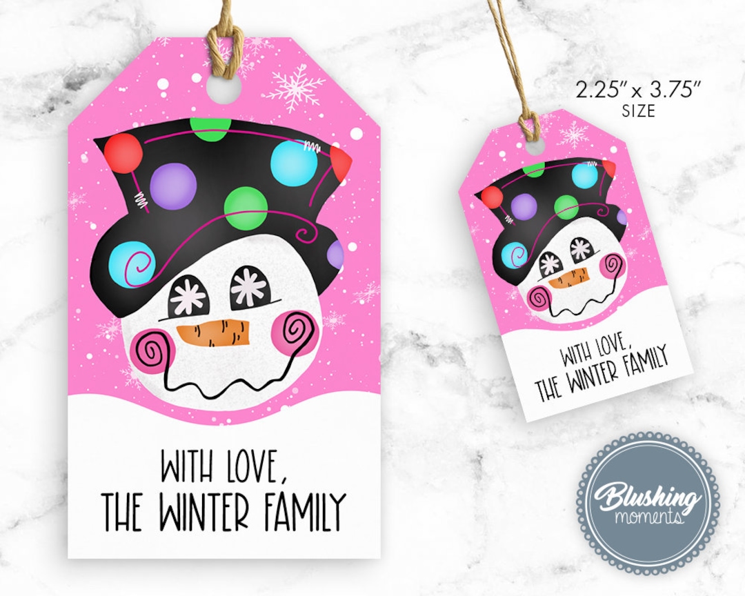 EDITABLE Christmas Hang Tags, Snowman Gift Tag, Thank You Tag ...