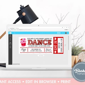 Valentines Day Flyer, Printable School Dance Ticket Invitation ...