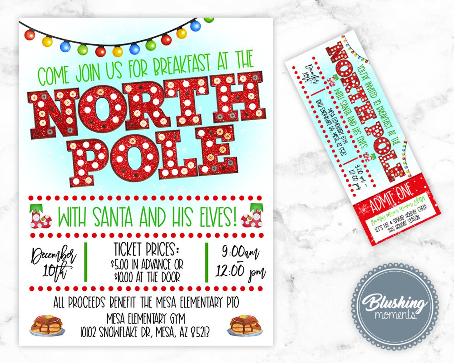 EDITABLE Breakfast at the North Pole Flyer & Christmas Tickets ...