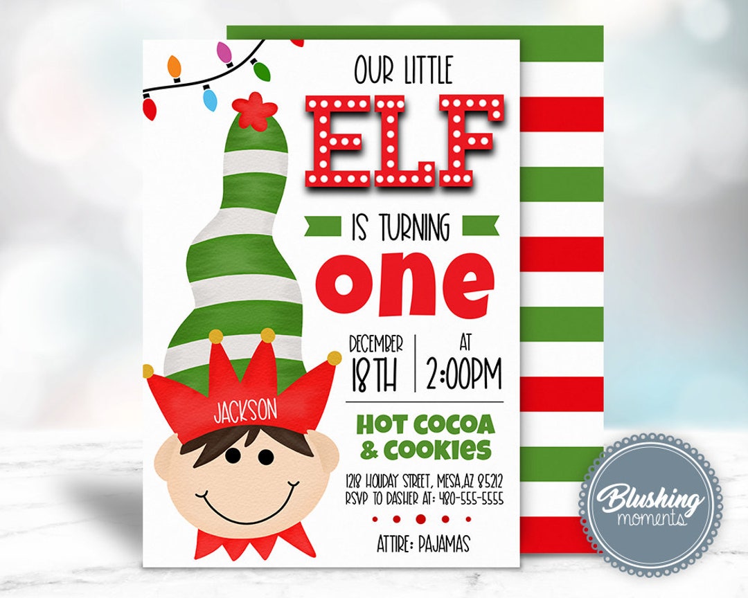 EDITABLE ELF Birthday Invitation, Winter Birthday Invitations ...