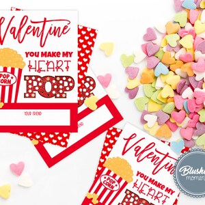 Editable Popcorn Valentine's Day Gift Tag, Printable Valentine, POPCORN ...