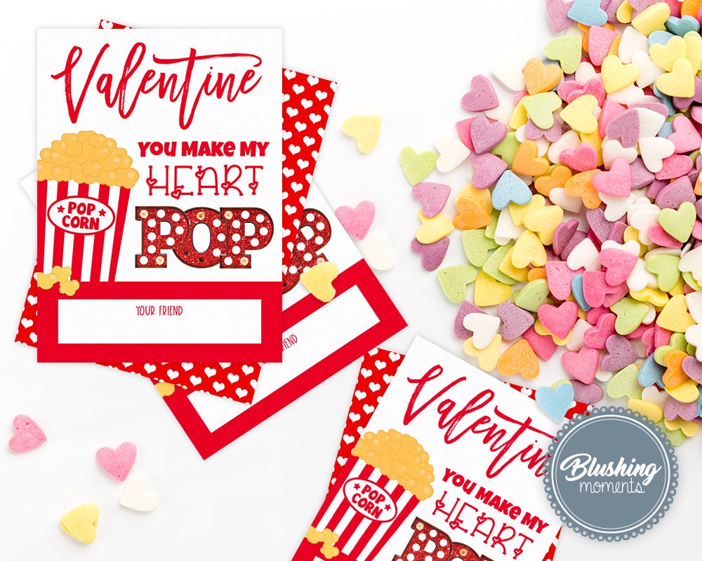 Editable Popcorn Valentine's Day Gift Tag Printable - Etsy