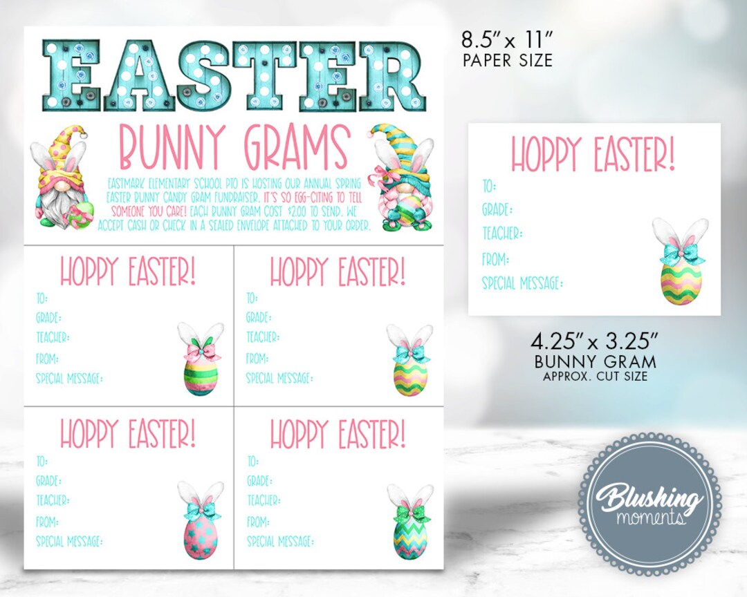 Easter Bunny Candy Grams Flyer-pto PTA School Fundraiser Editable ...