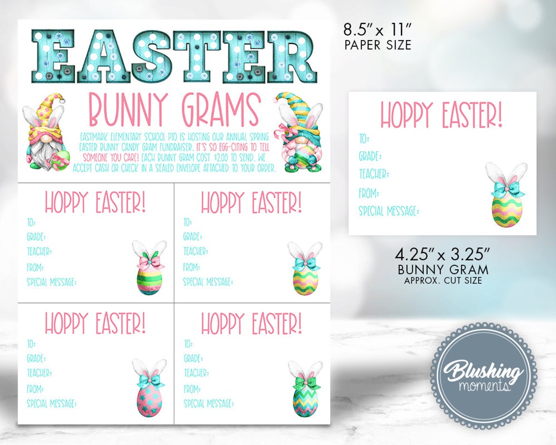 Easter Bunny Candy Grams Flyer-pto PTA School Fundraiser | Etsy
