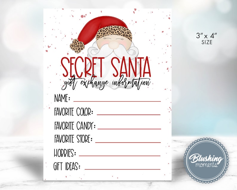 SECRET SANTA KIT Printable-christmas Activity Gift Wish List -secret ...