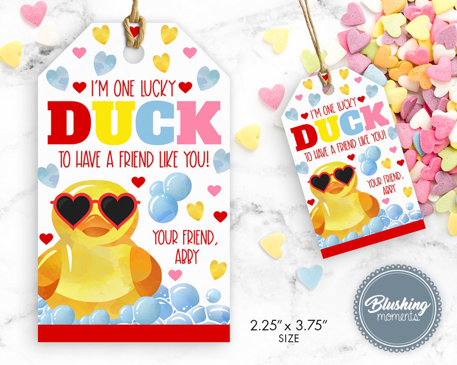 Lucky Duck Valentine's Day Tags Printable Valentine - Etsy