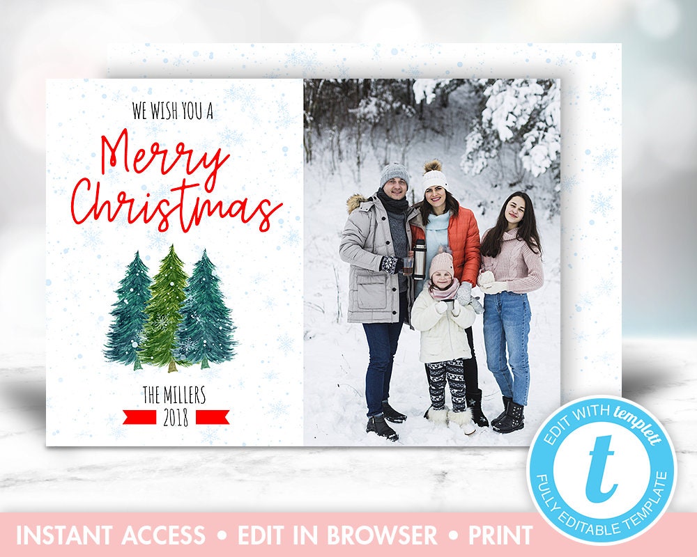 EDITABLE Merry Christmas Photo Cards Printable Holiday Card - Etsy
